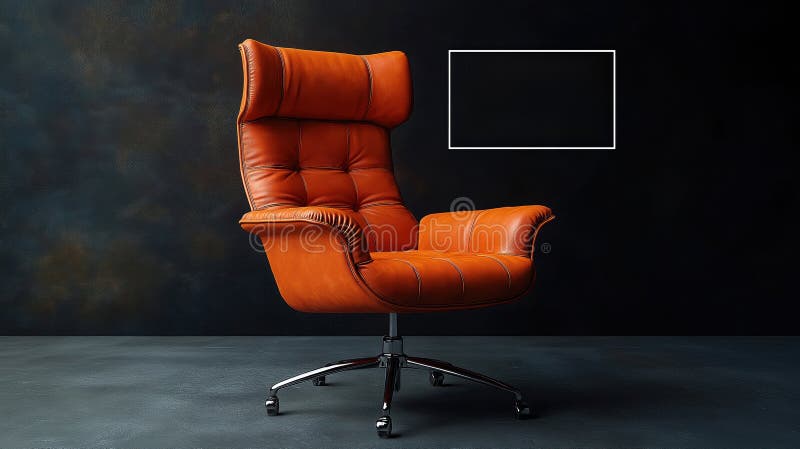 Orange Leather Chair in Modern Minimalist Office Design. Empty Space ...