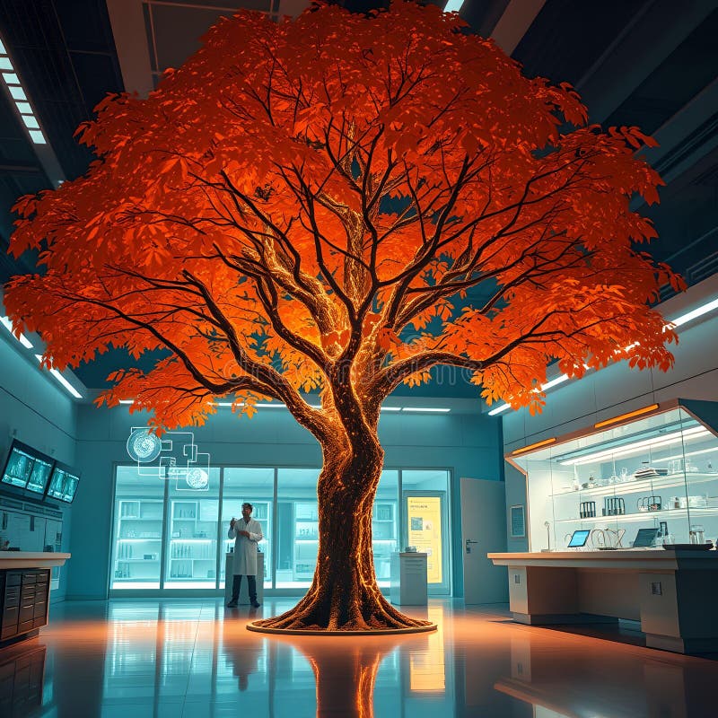 An Orange-Leaved Tree Illuminates a High-Tech Laboratory: a Futuristic ...