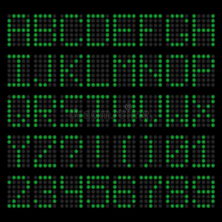 Orange LED Letters and Numbers Stock Vector - Illustration of black ...