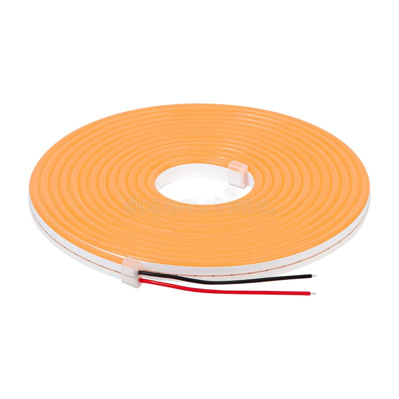 Orange LED Neon Light Strip Isolated on White Background Stock Photo ...