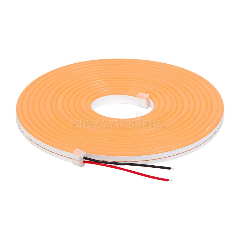 Orange LED Neon Light Strip Isolated on White Background Stock Photo ...