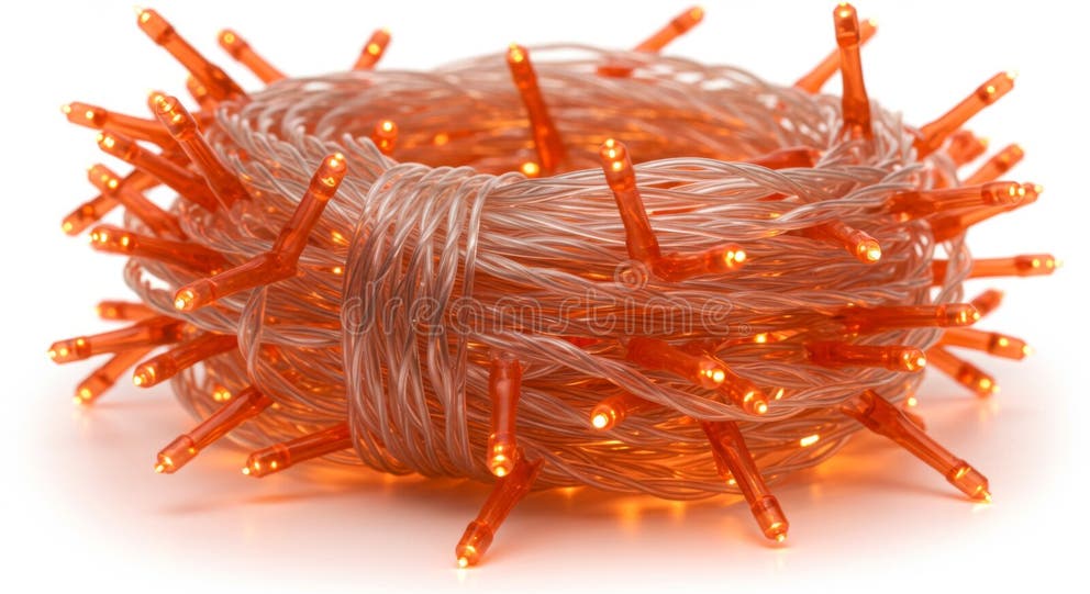 Orange LED String Lights on White Background Stock Illustration ...
