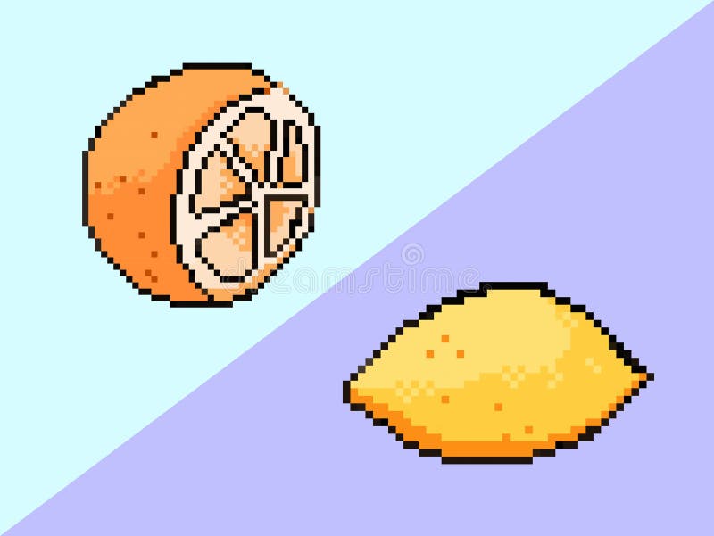 Orange and Lemon Fruits Pixel Art Vector Drawing Stock Vector ...