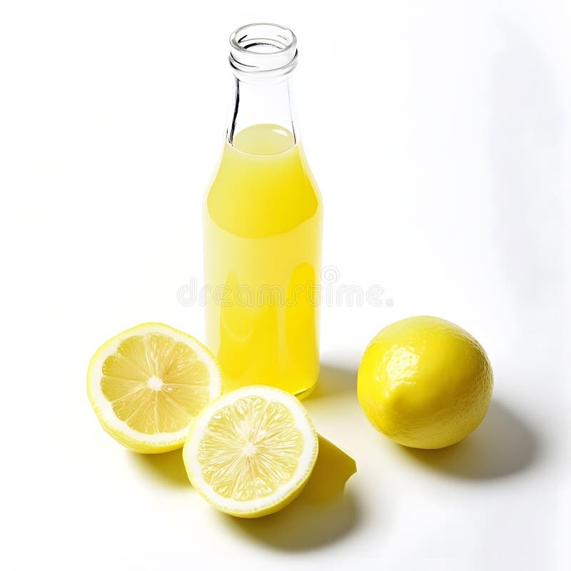 Yellow Lemon Lemonade Drink in a Bottle. Clear Healthy Yellow ...