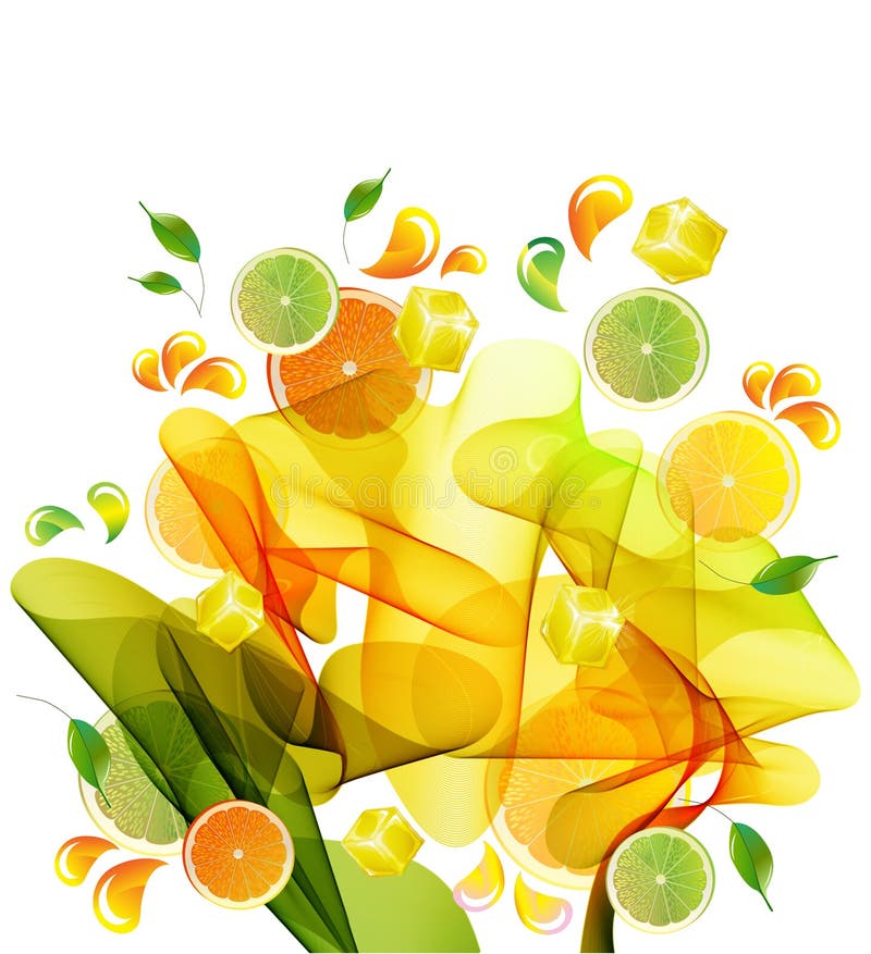 Orange and Lime Juice Splash with Abstract Wave Stock Illustration ...