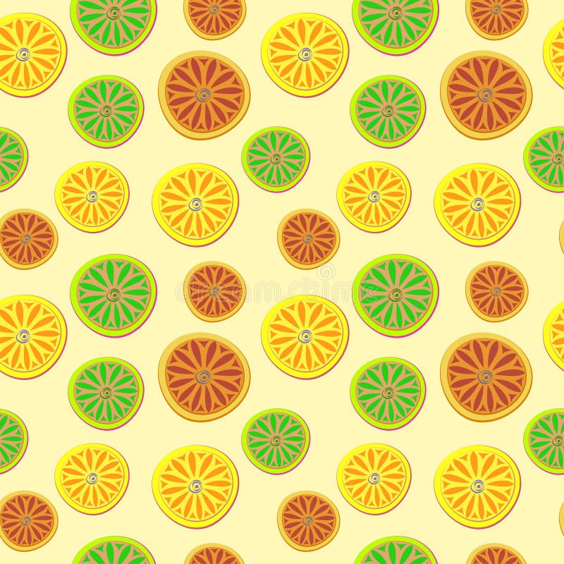 Orange Lemon Lime Pattern. Hand Draw Pattern Stock Vector ...