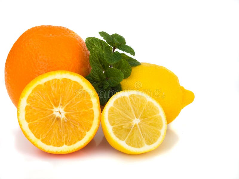 Orange, lemon, mint stock image. Image of food, lemon - 7824661
