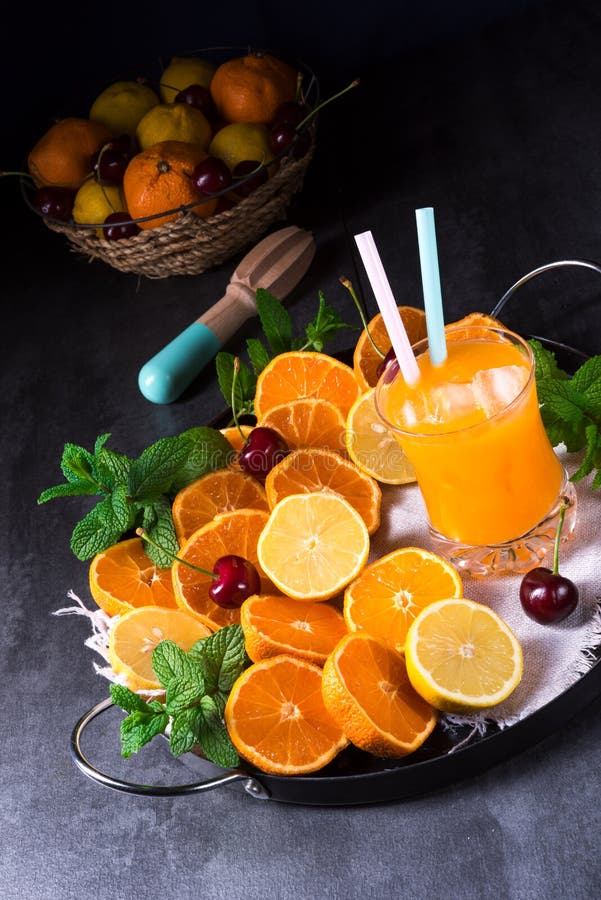 Orange Lemonade with Lemon and Mint Stock Image - Image of germany ...