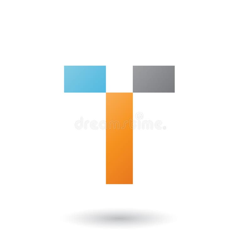 Orange Letter T with Rectangular Shapes Vector Illustration Stock ...