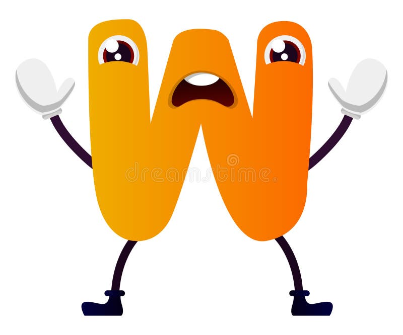 Orange Letter W Vector Illustration Stock Vector - Illustration of ...