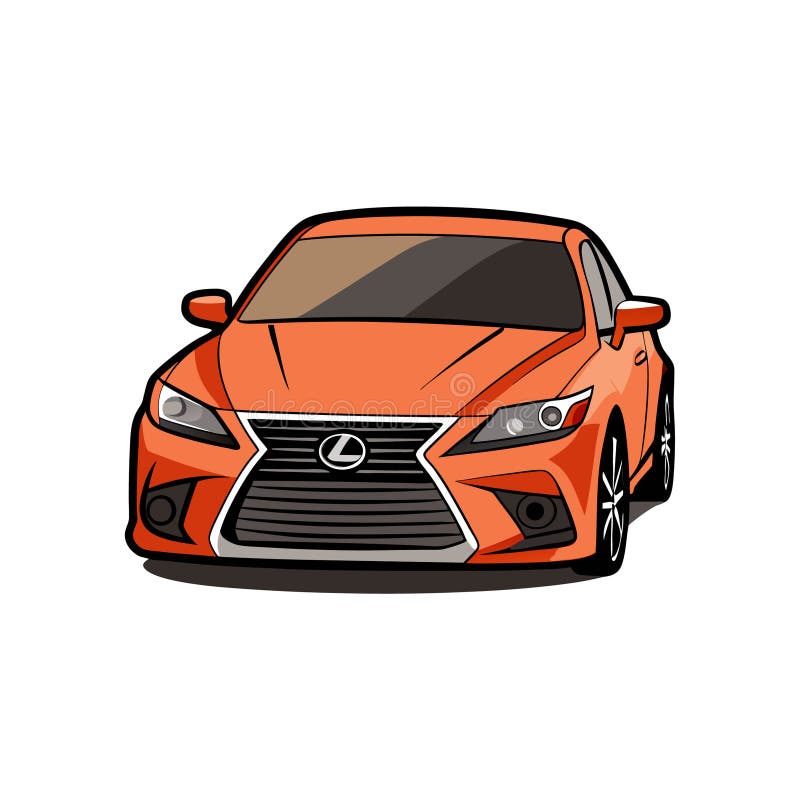 Orange Lexus Front View Cartoon Vector Illustration Stock Photo ...