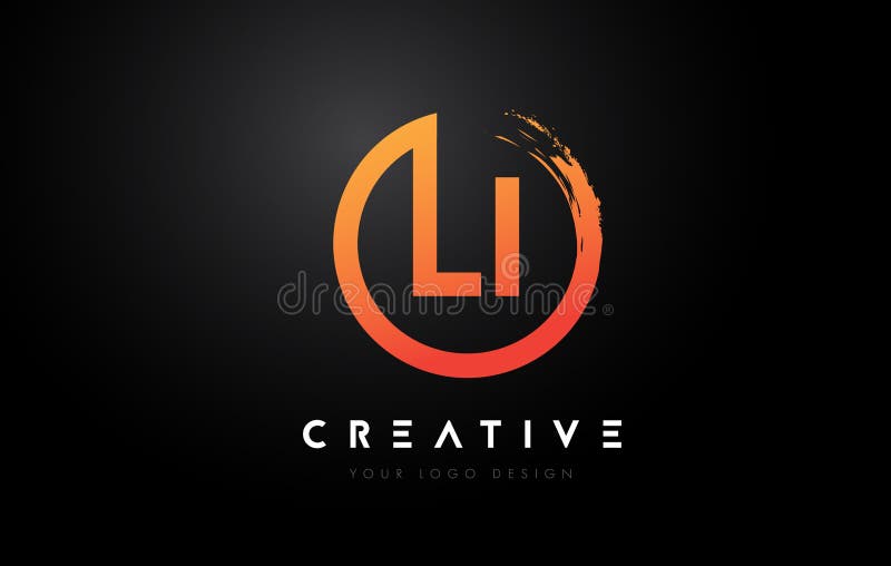LI Circular Letter Logo with Circle Brush Design and Black Background ...