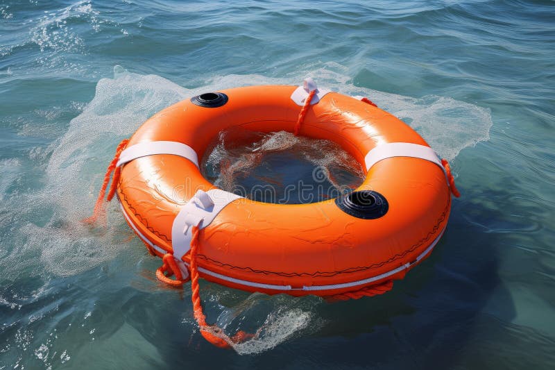 Orange Life Buoy Rescue Ring Sea. Generate AI Stock Illustration ...