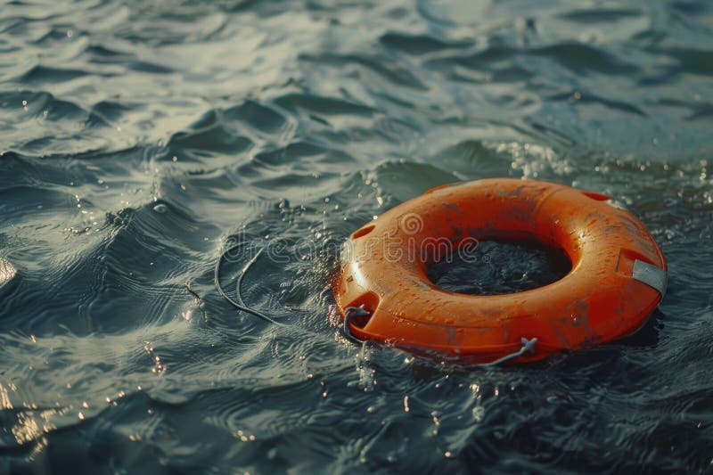 An Orange Life Preserver Floating in the Water, Suitable for Water ...