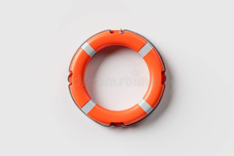 Orange Life Preserver is Shown on a White Background Stock Illustration ...