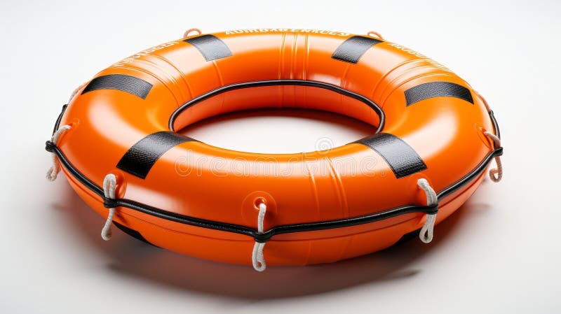 Orange Life Preserver on White Background. Generative AI. Stock ...