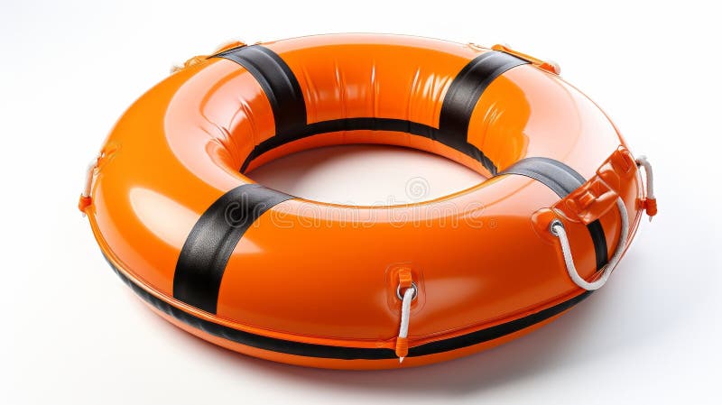Orange Life Preserver on White Background. Generative AI. Stock ...