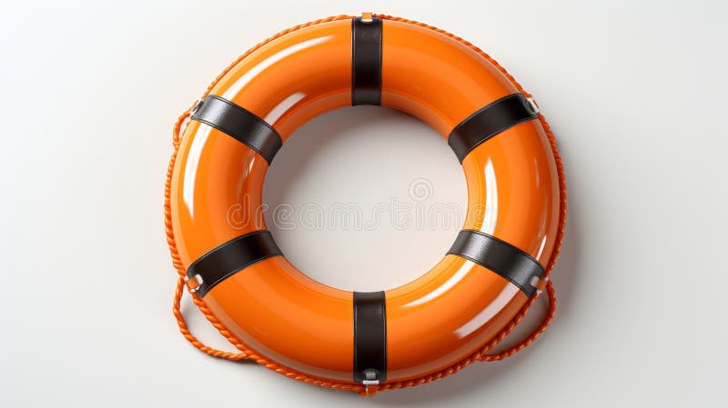 Orange Life Preserver on White Background. Generative AI. Stock ...