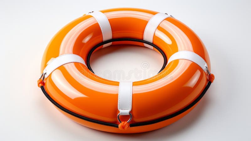 Orange Life Preserver on White Background Top. Generative AI. Stock ...