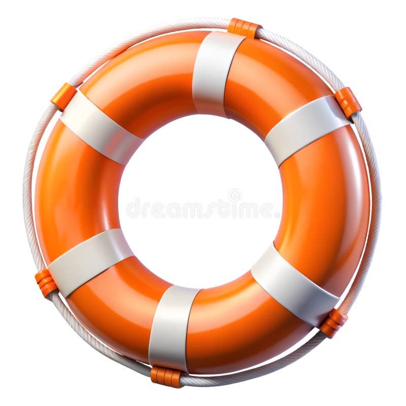 Orange Life Preserver with White Stripe on White Stock Illustration ...