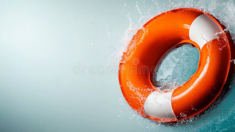 Orange Life Ring Splashing in Clear Water, Vibrant and Eye-catching ...