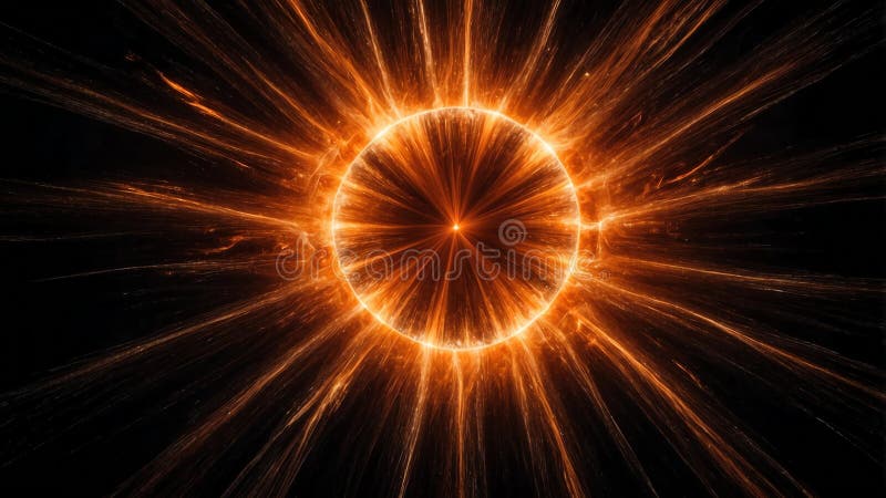 Orange Light Center Radial Explosion Isolated in Black Ai Generated ...