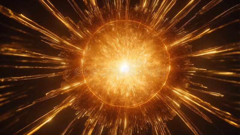 Orange Light Center Radial Explosion Isolated in Gold Ai Generated ...