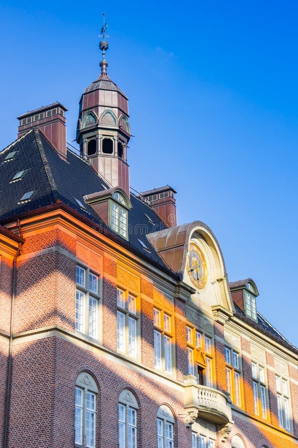 Orange Light in the Evening on the Historic Courthouse in Aarhus Stock ...