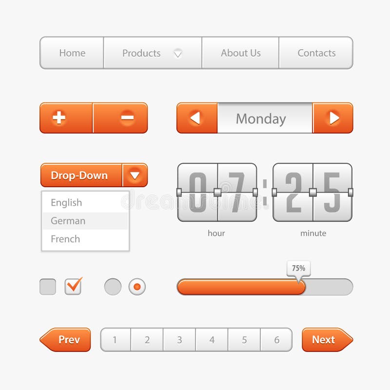Light UI Controls Web Elements: Buttons, Switchers Stock Vector ... Light UI Controls Web Elements: Buttons, Switchers Stock Vector ...