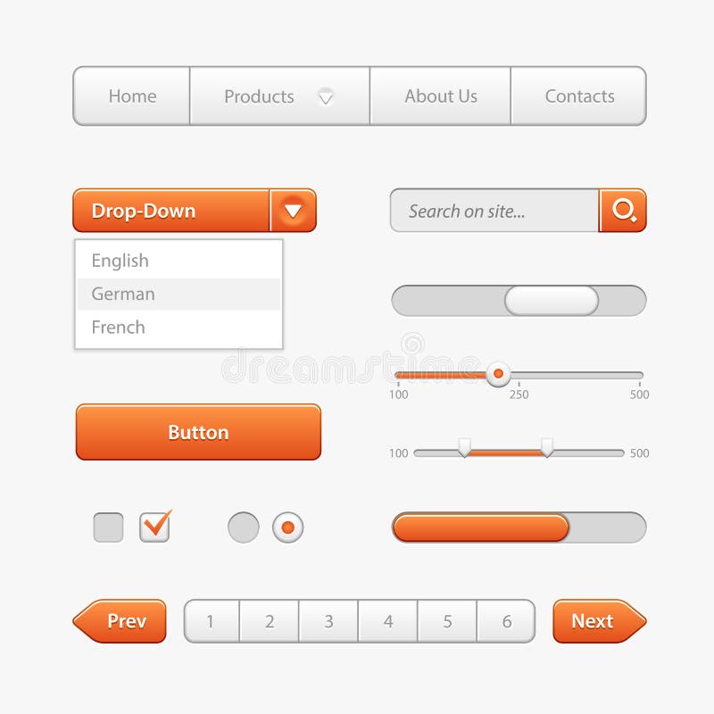 Light UI Controls Web Elements: Buttons, Switchers Stock Vector ... Light UI Controls Web Elements: Buttons, Switchers Stock Vector ...