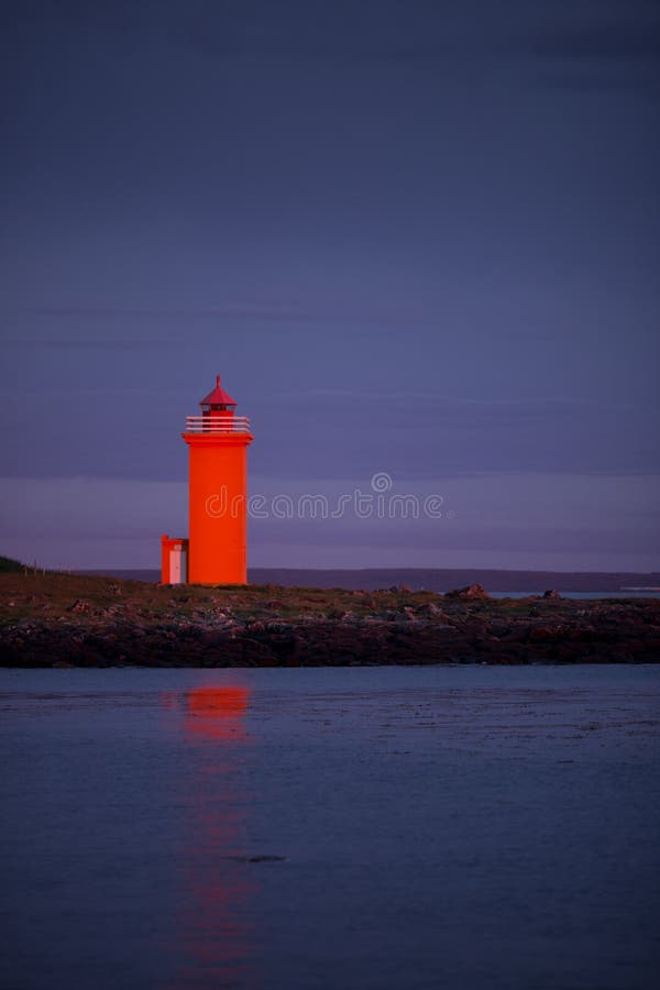 Orange Lighthouse in Snaefellsnes Stock Photo - Image of landscape ...