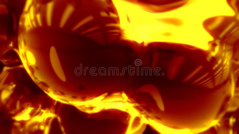 Orange Lighting Diaphanous Fluid Bubbles on Black Backdrop - Abstract ...