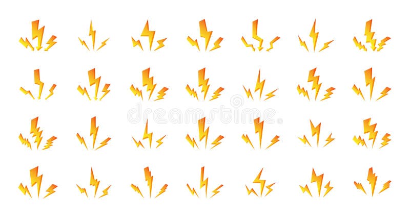 Orange Lightning Bolt Icon Flash Three Vector Set Stock Vector ...