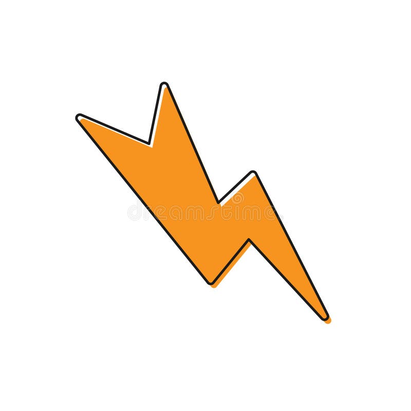 Orange Lightning Bolt Icon Isolated on White Background. Flash Sign ...