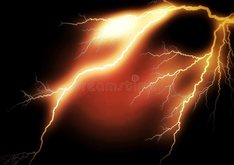 Orange Lightning in the Dark Stock Photo - Image of power, strike ...
