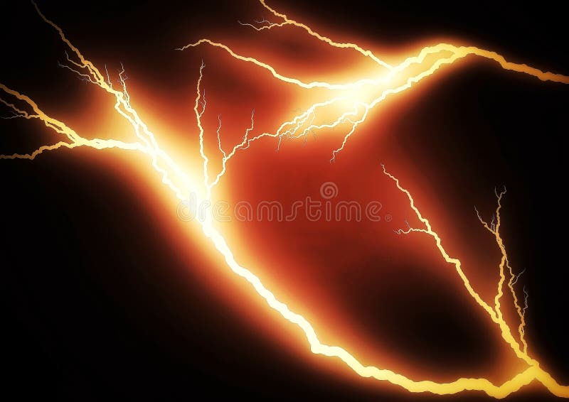 Orange Lightning in the Dark Stock Illustration - Illustration of ...