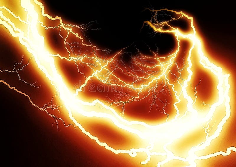 Orange Lightning in the Dark Stock Image - Image of digital, element ...