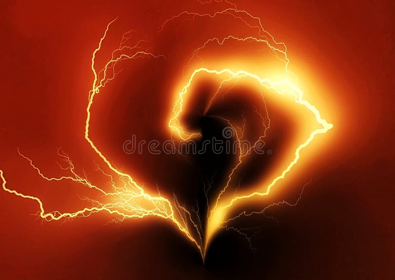 Orange Lightning in the Dark Stock Illustration - Illustration of shiny ...
