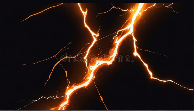 Orange Lightning Impact Effect on Plain Black Ai Generated Stock ...