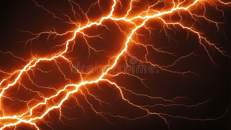 Orange Lightning Texture Background, Electric Thunderstorm Sky Stock ...