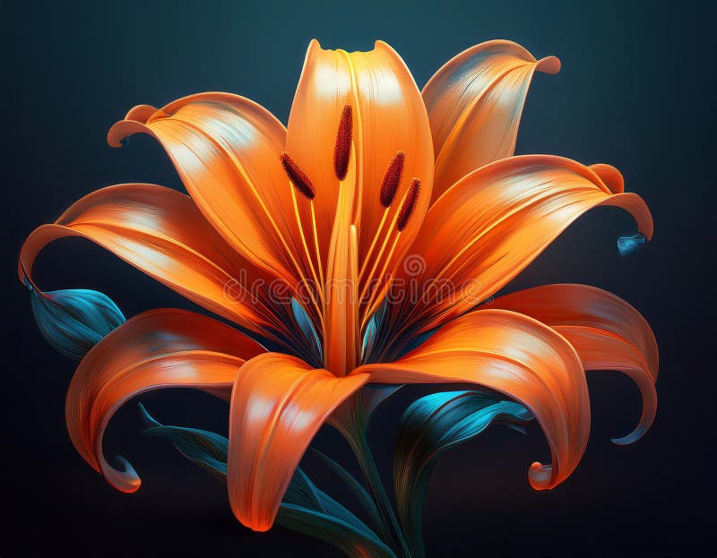 Orange Lily Flower Closeup Illustration Stock Image - Image of colorful ...
