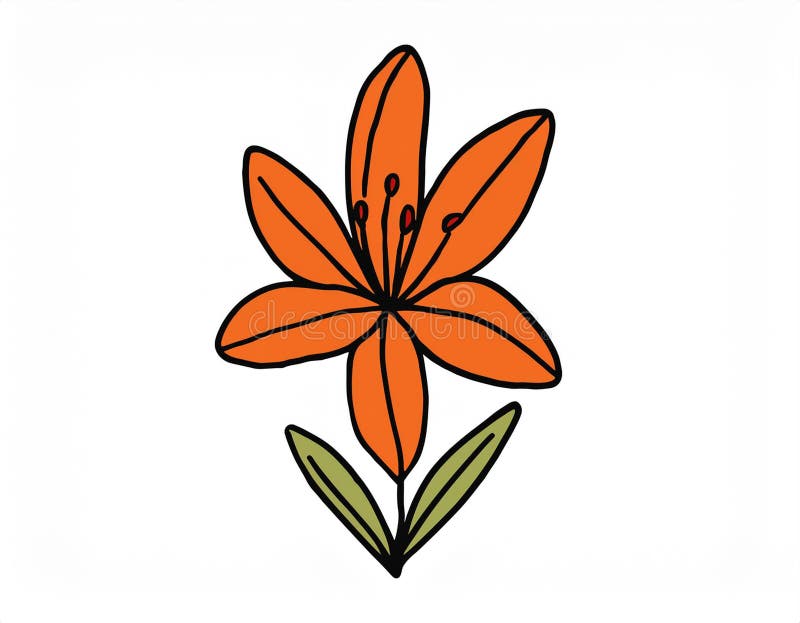 Orange Lily Flower Closeup Illustration Stock Illustration ...