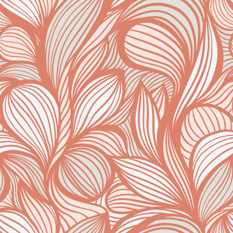 Orange Line Art Wavy Lines Vector Seamless Pattern for Textile Stock ...