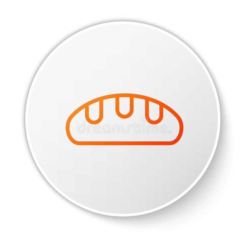 Orange Line Bread Loaf Icon Isolated on White Background. White Circle ...