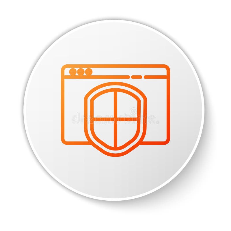 Orange Line Browser with Shield Icon Isolated on White Background ...