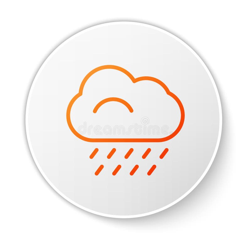 Orange Line Cloud with Rain Icon Isolated on White Background. Rain ...