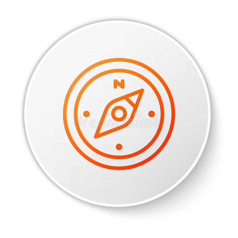 Orange Line Compass Icon Isolated on White Background. Windrose ...
