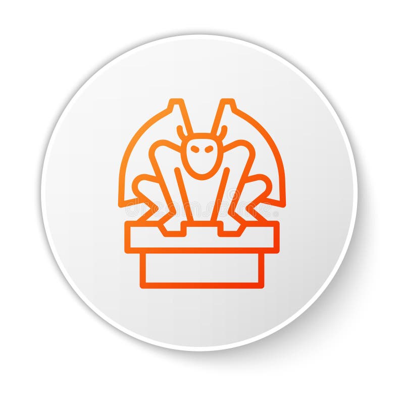 Orange Line Gargoyle on Pedestal Icon Isolated on White Background ... Orange Line Gargoyle on Pedestal Icon Isolated on White Background ...