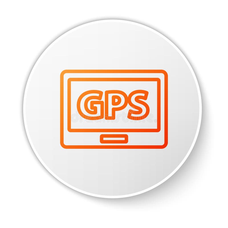 Orange Line Gps Device with Map Icon Isolated on White Background ...