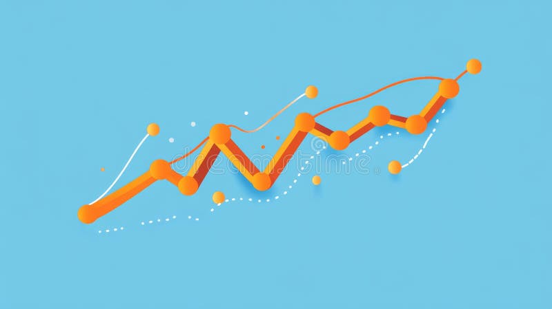 Orange Line Graph on Blue Background Upward Trend and Growth Stock ...